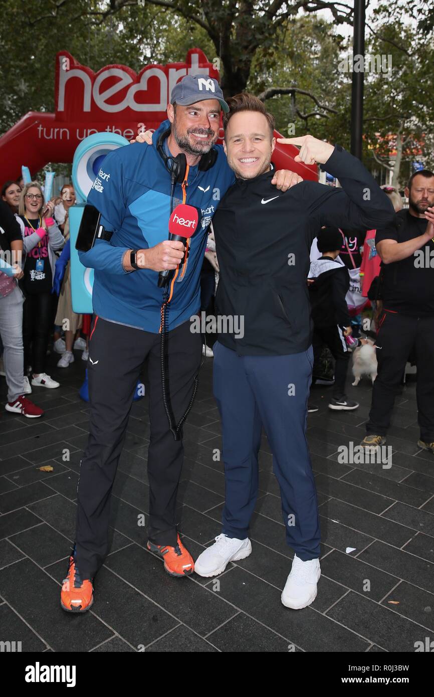 Jamie Theakston completing his charity marathon event at Global studios ...