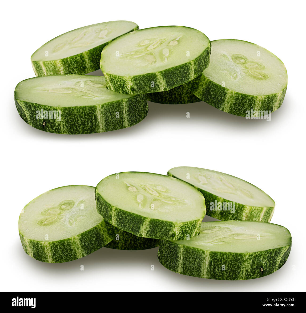 Chopped fresh cucumber isolated on white background. Clipping Path ...