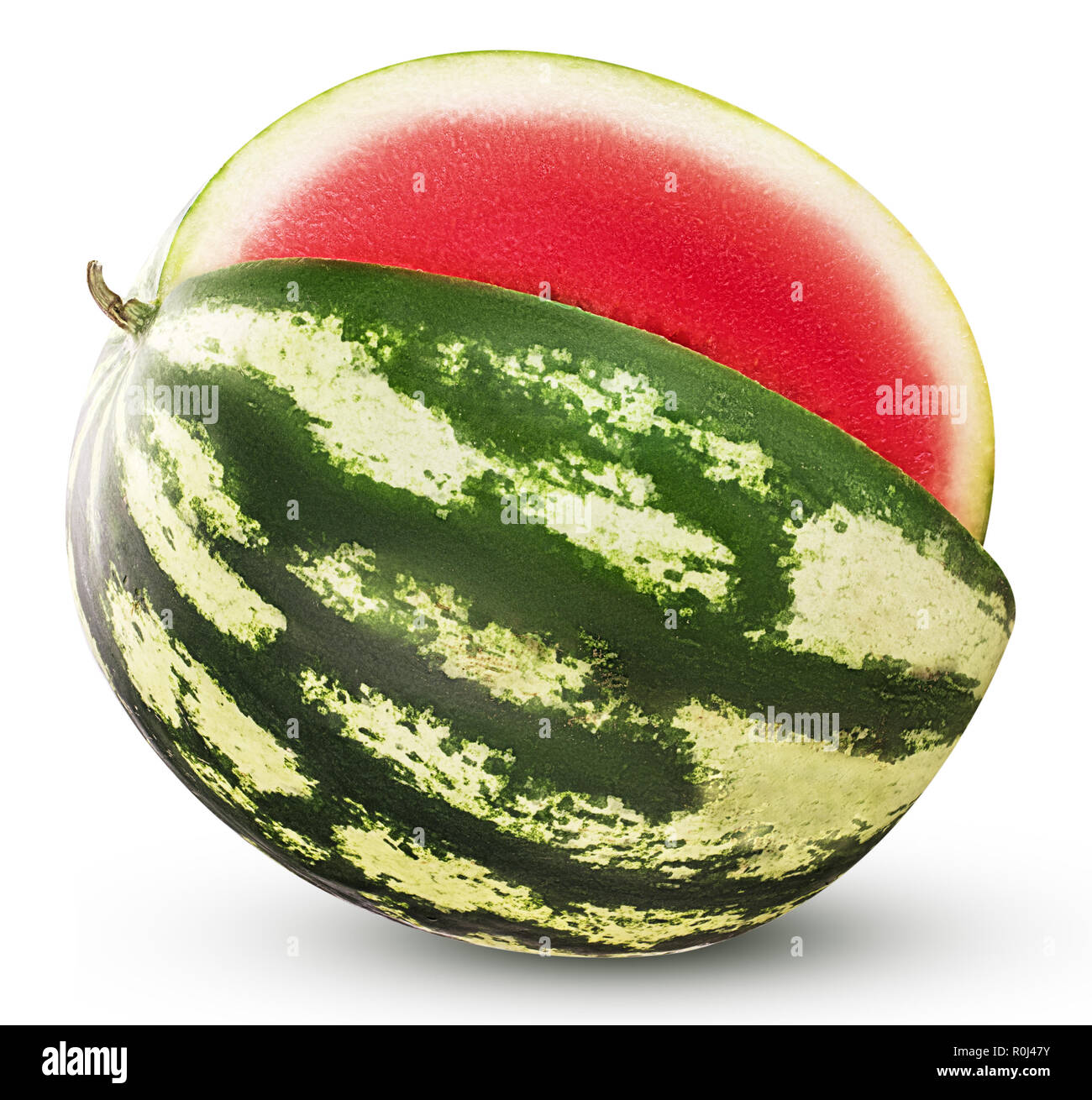 Ripe watermelon isolated on white background. Clipping Path. Full depth ...