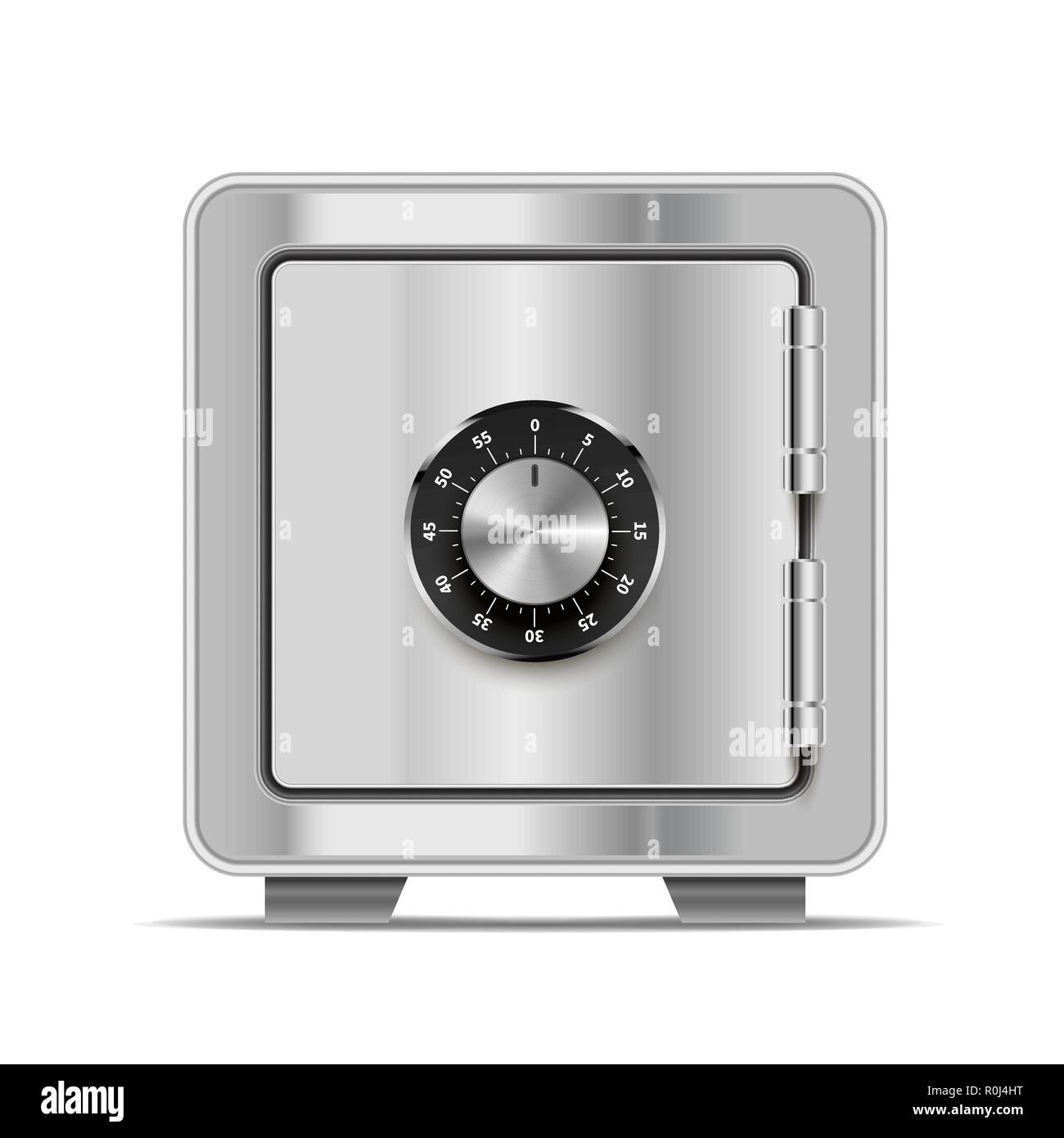 Realistic safe made from bright glossy metal steel with lock isolated ...