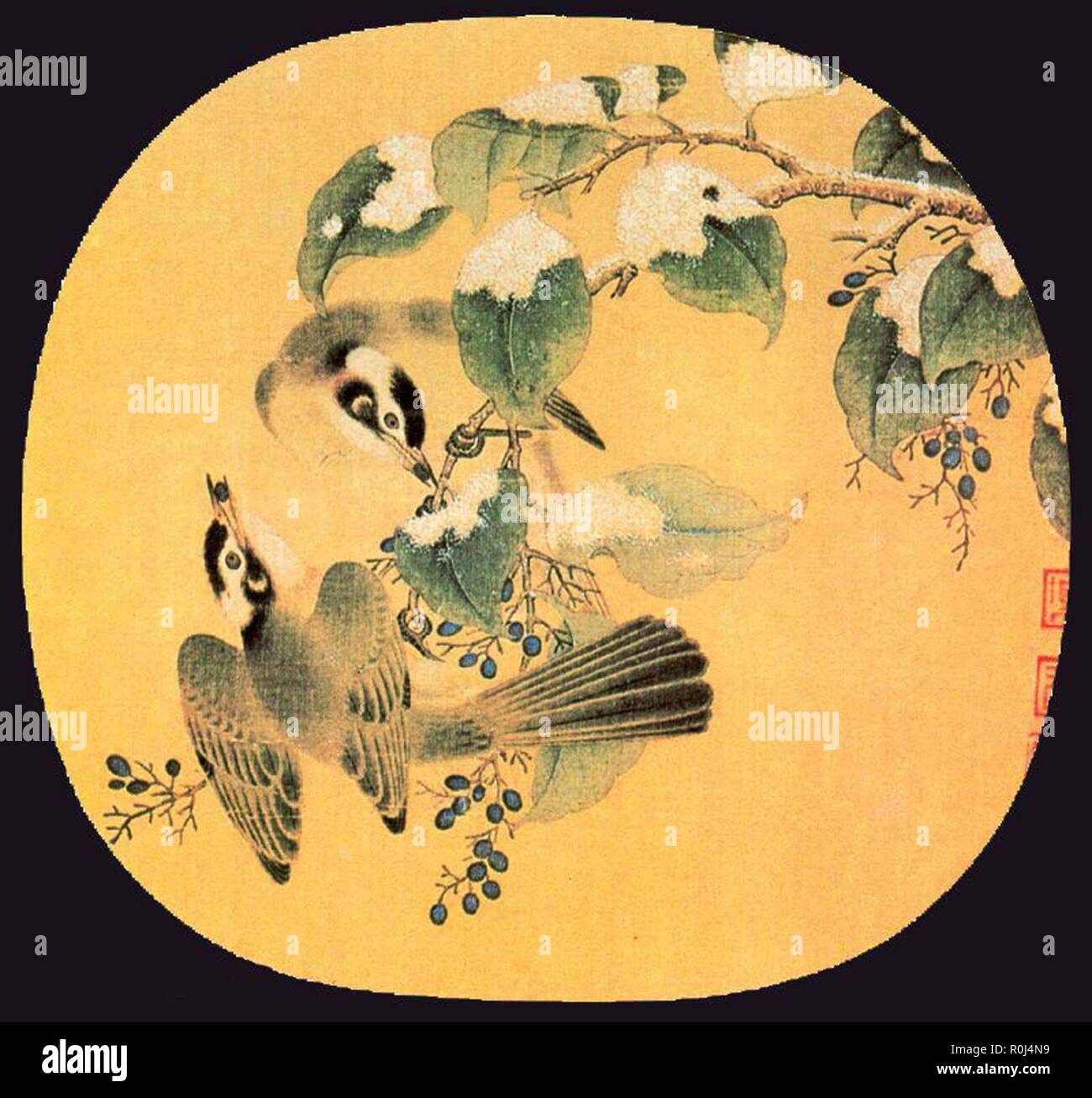 Flying chinese crane bird painting hi-res stock photography and images ...