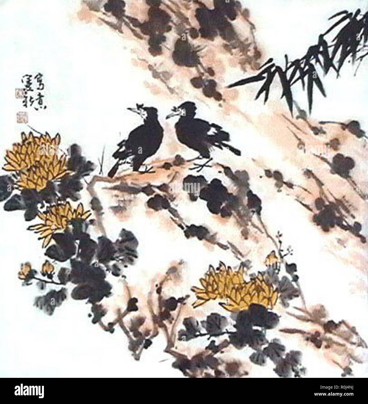 Vintage oriental bird painting hi-res stock photography and images - Alamy