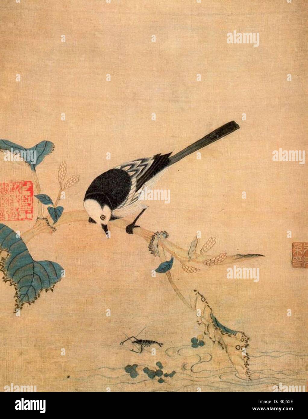 vintage oriental bird painting Stock Photo - Alamy