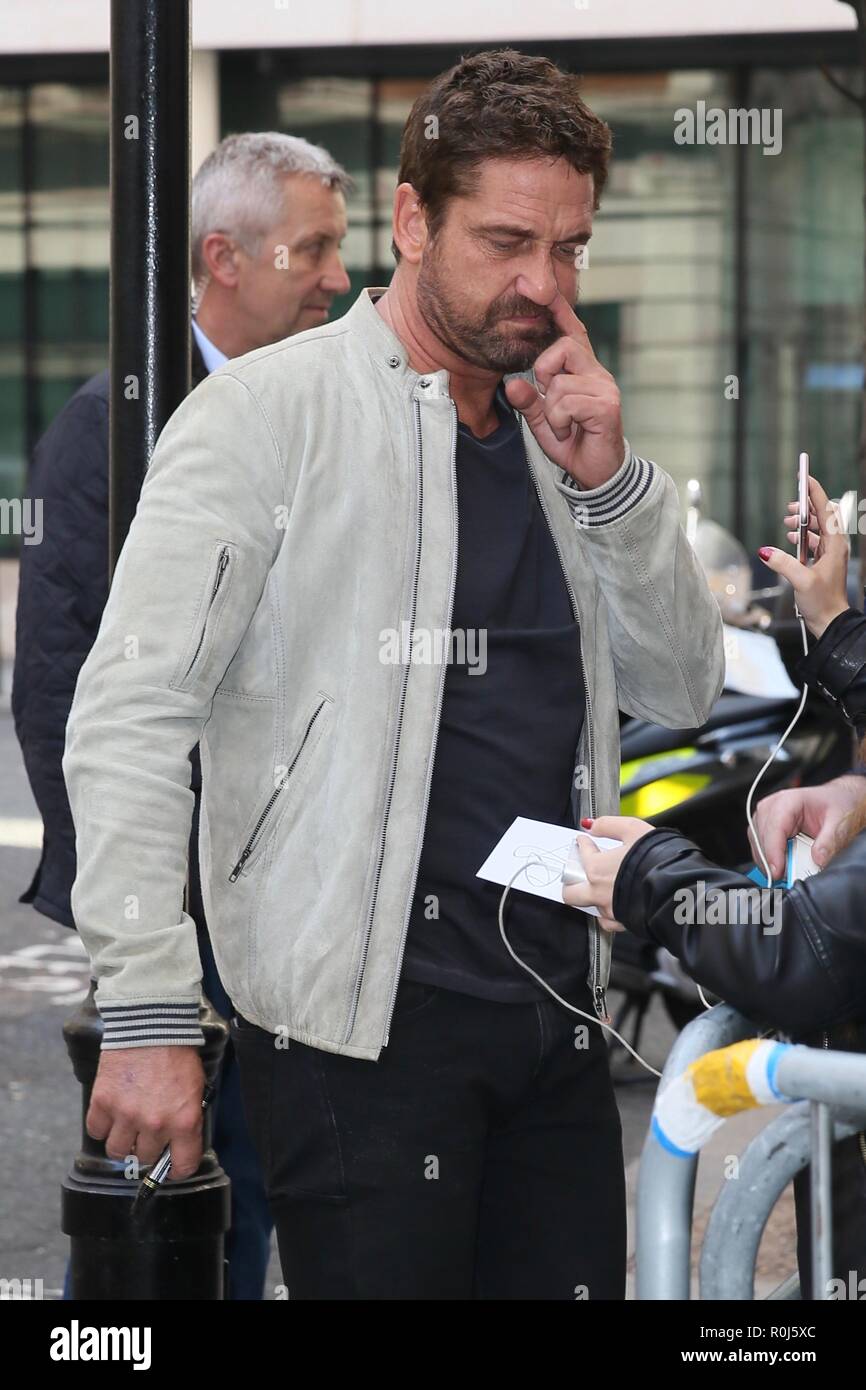 Gerrard Butler seen at Radio 2 where he was doing radio interviews ...