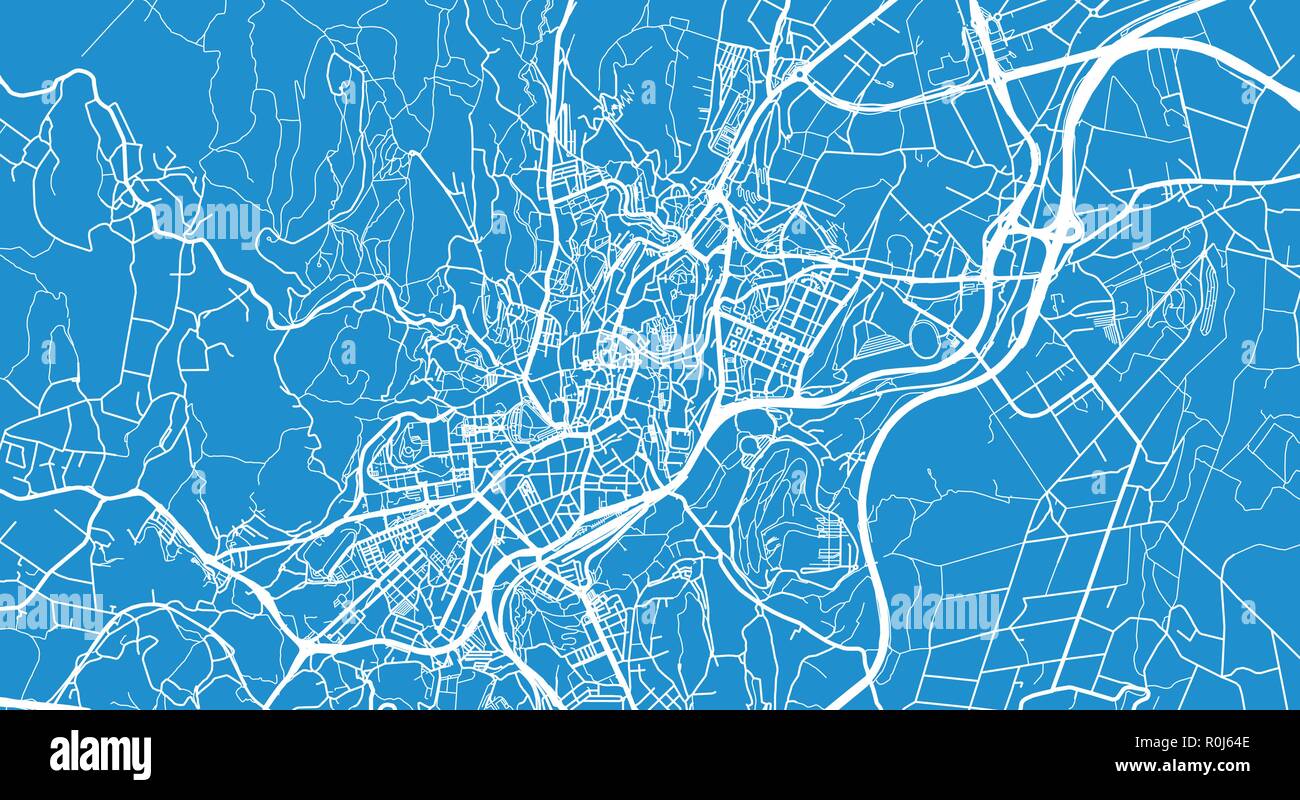 Urban vector city map of Santiago de Compostela, Spain Stock Vector ...