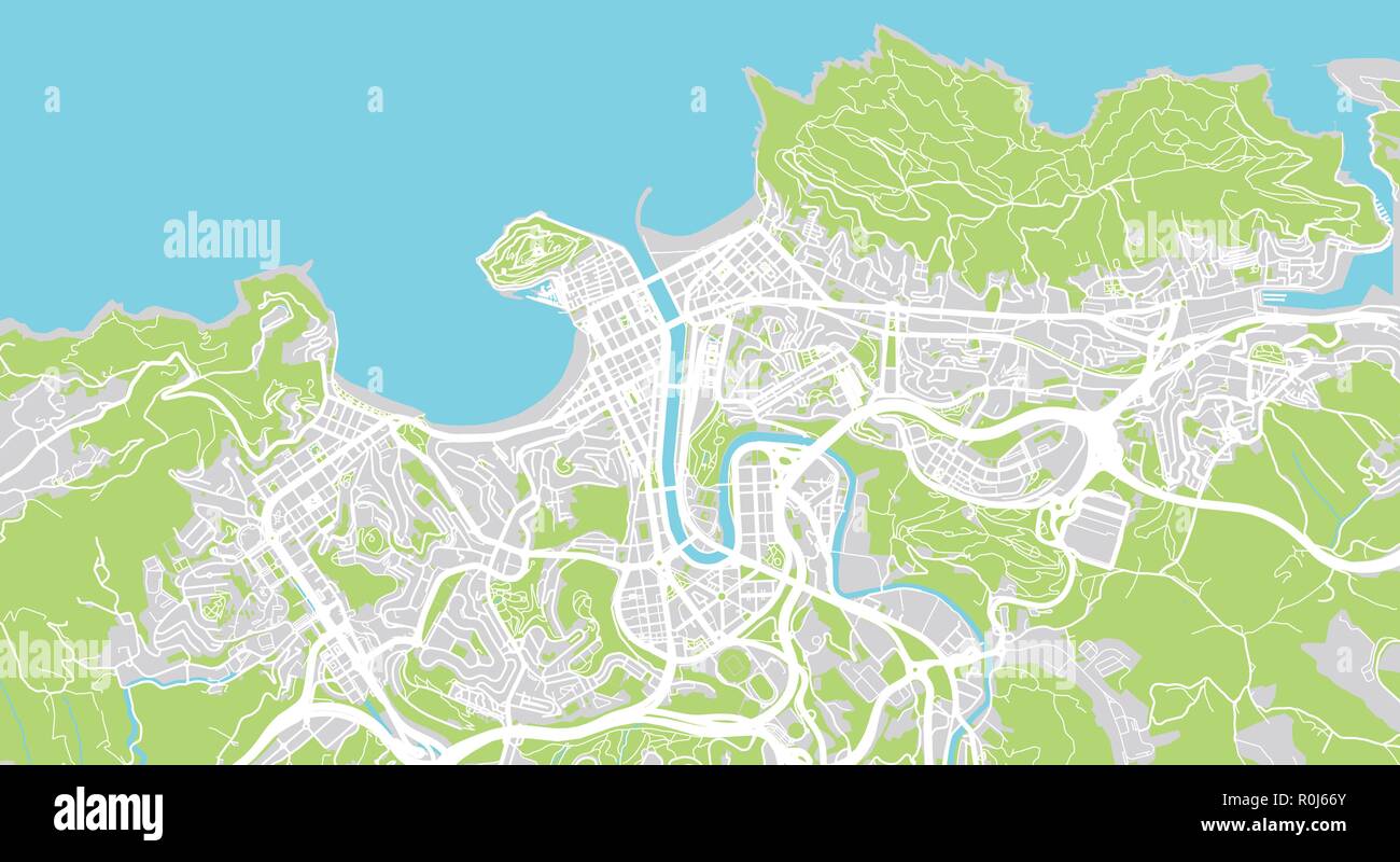Urban vector city map of San Sebastian, Spain Stock Vector Image & Art ...
