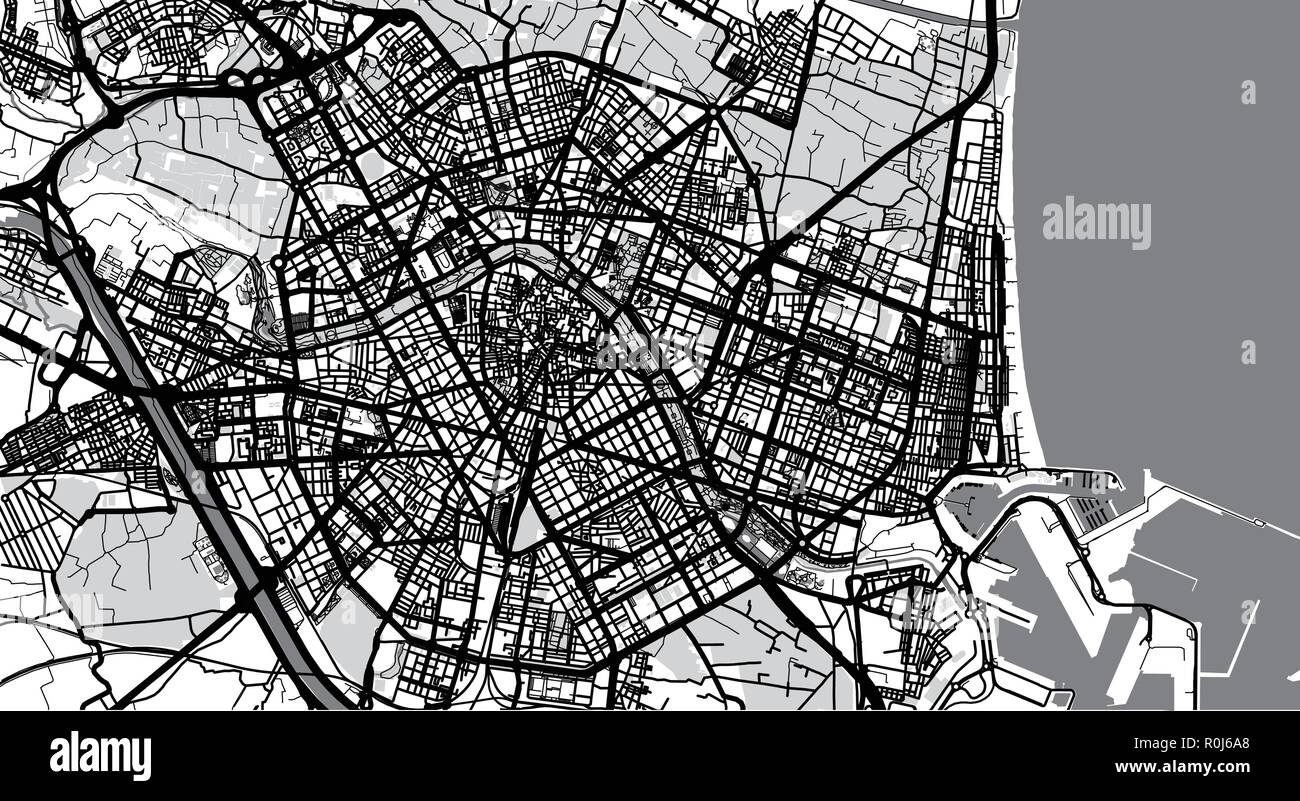 Urban vector city map of Valencia, Spain Stock Vector Image & Art - Alamy