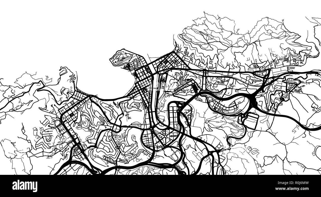 Urban vector city map of San Sebastian, Spain Stock Vector Image & Art ...