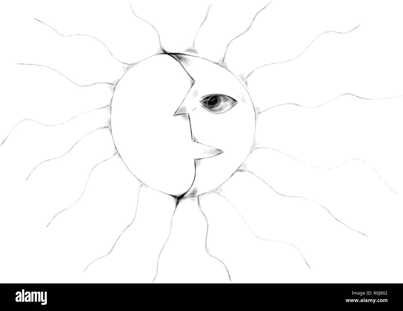 sun and moon hand drawn sketch Stock Vector Image & Art - Alamy