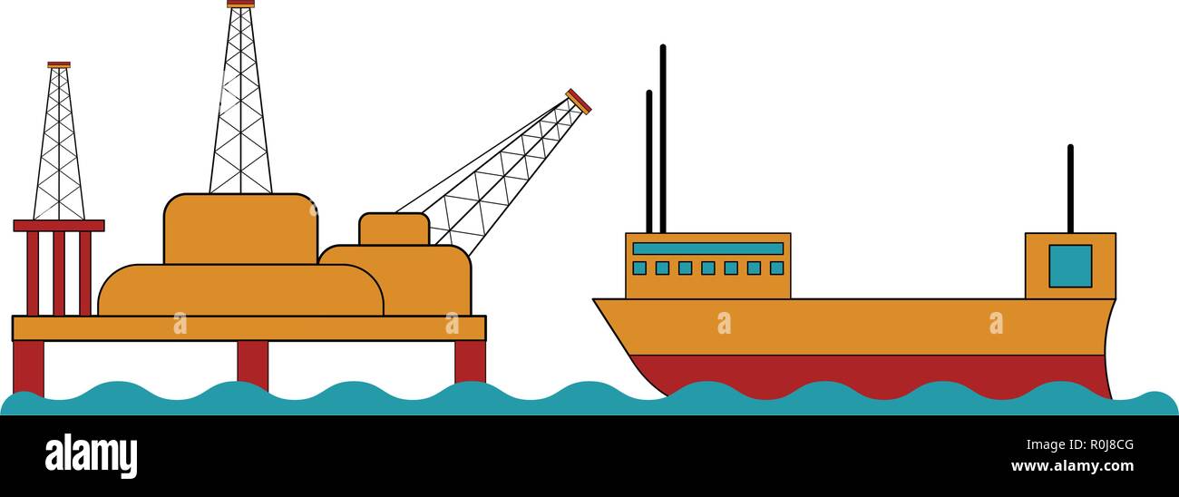 Colored oil ocean platform Stock Vector Image & Art - Alamy