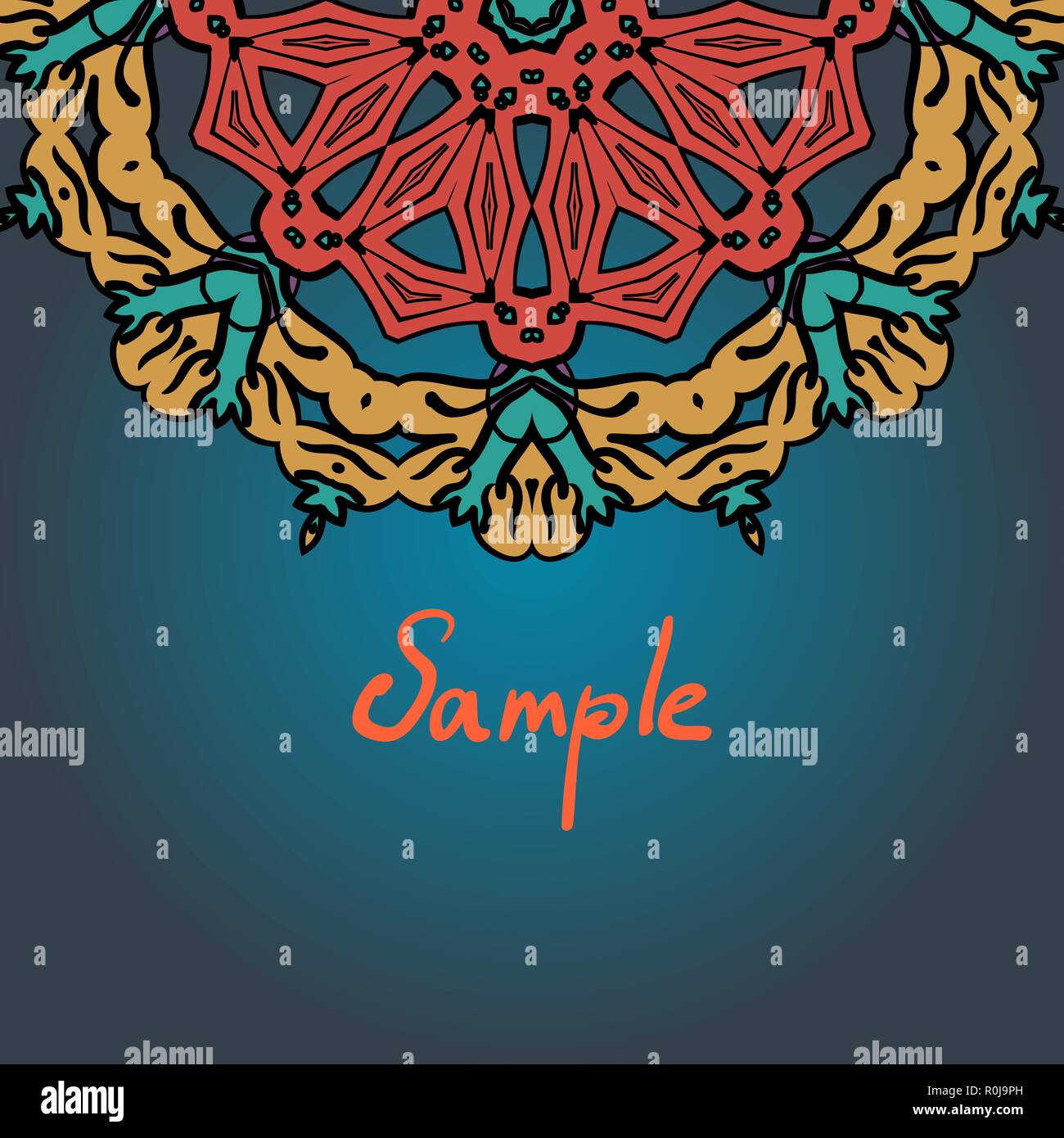 Vintage motif. Half full mandala ornament frame for text in the Indian ...
