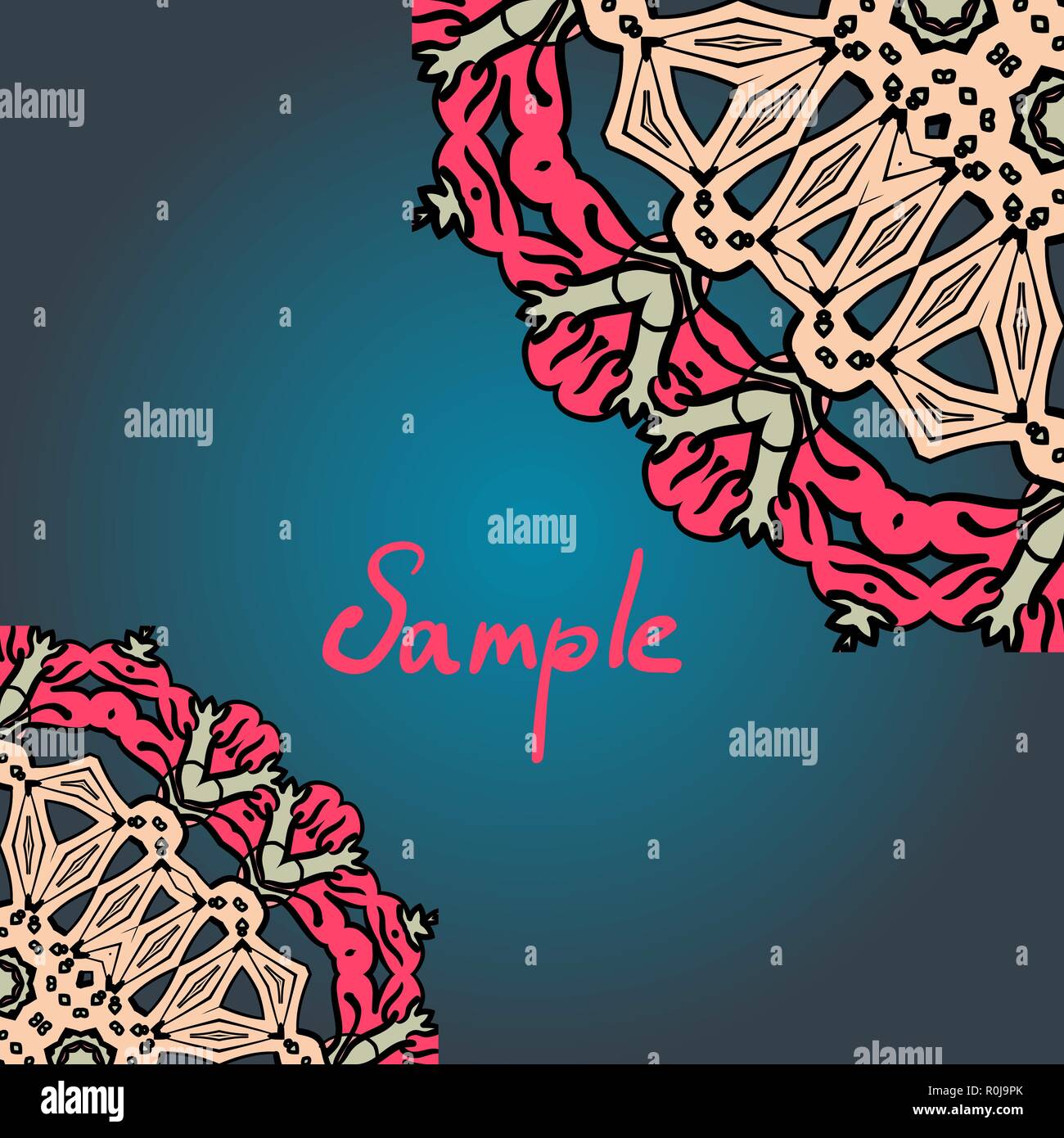 Half mandala frame for text in the Indian style Stock Vector Image ...