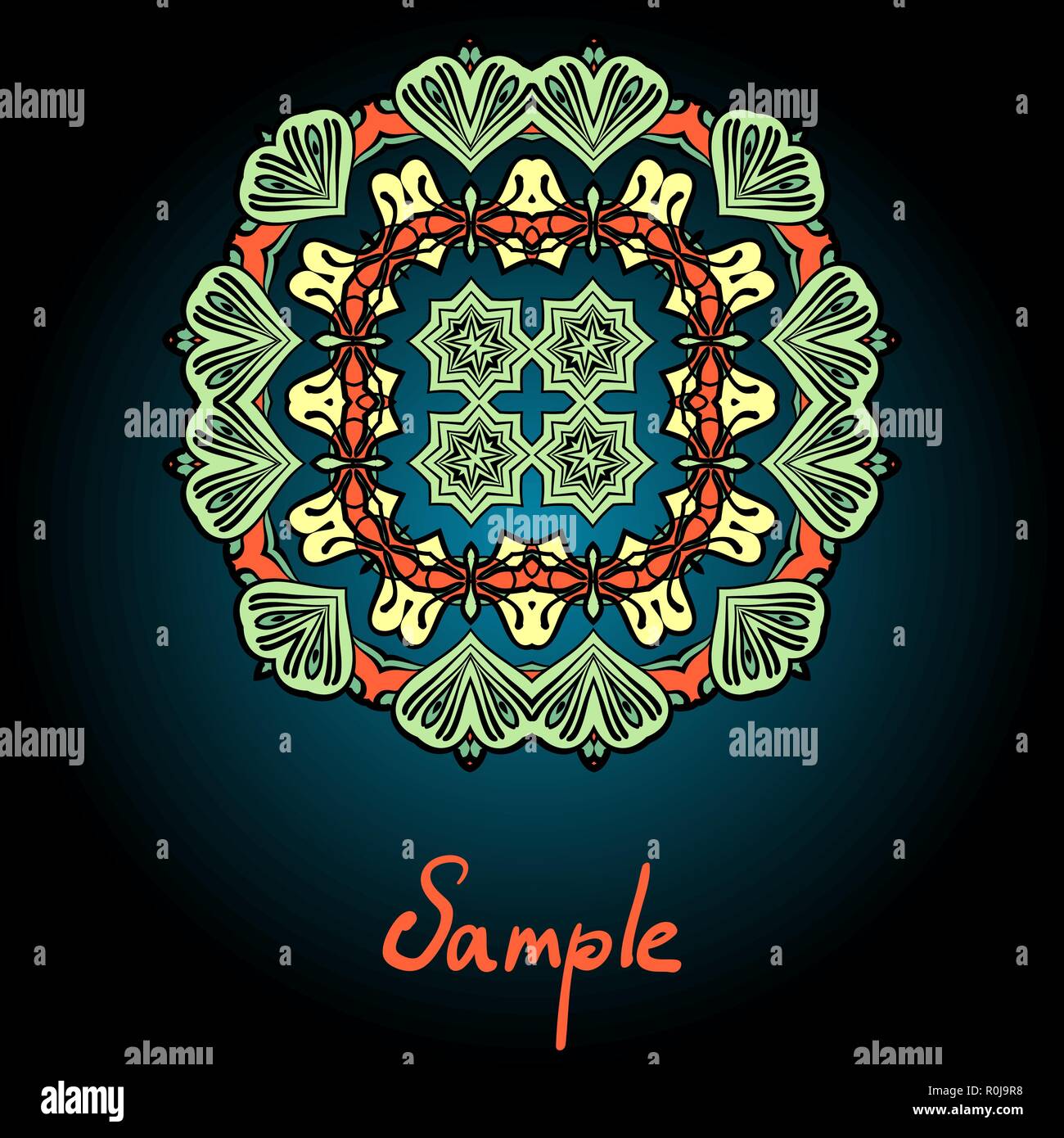 Green Mandala Frame For Text In The Indian Style Stock Vector Image 