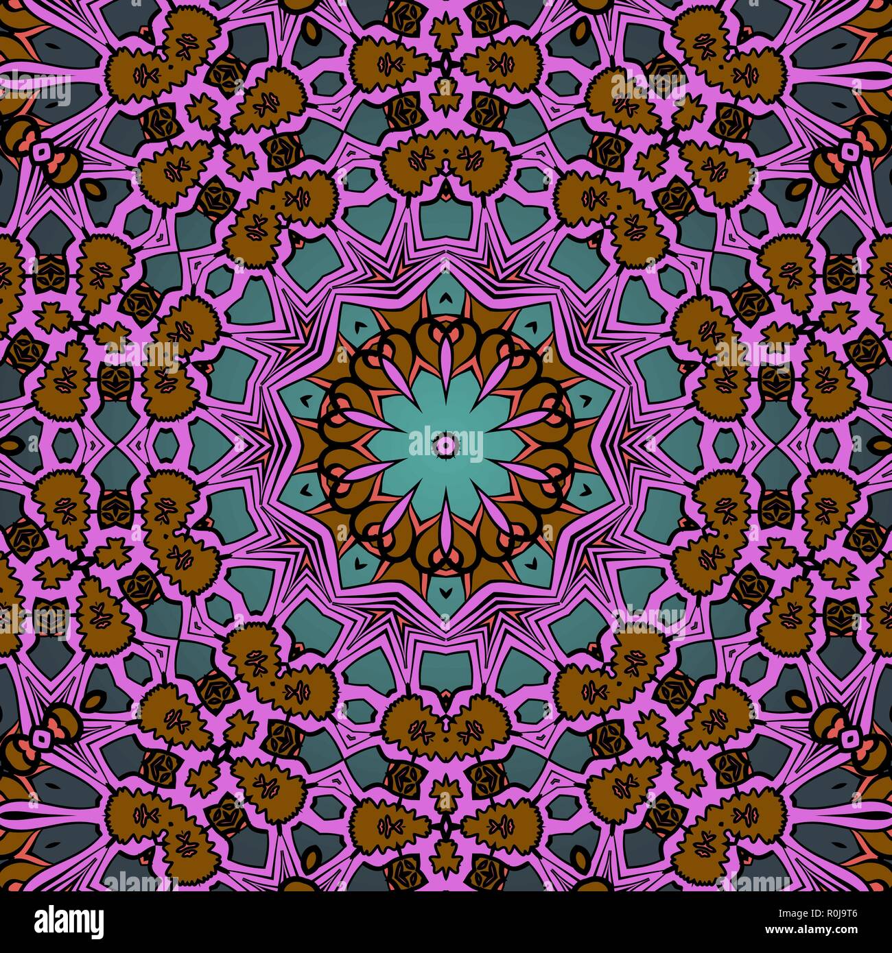 Seamless psychedelic pink color paisley background Stock Vector Image ...