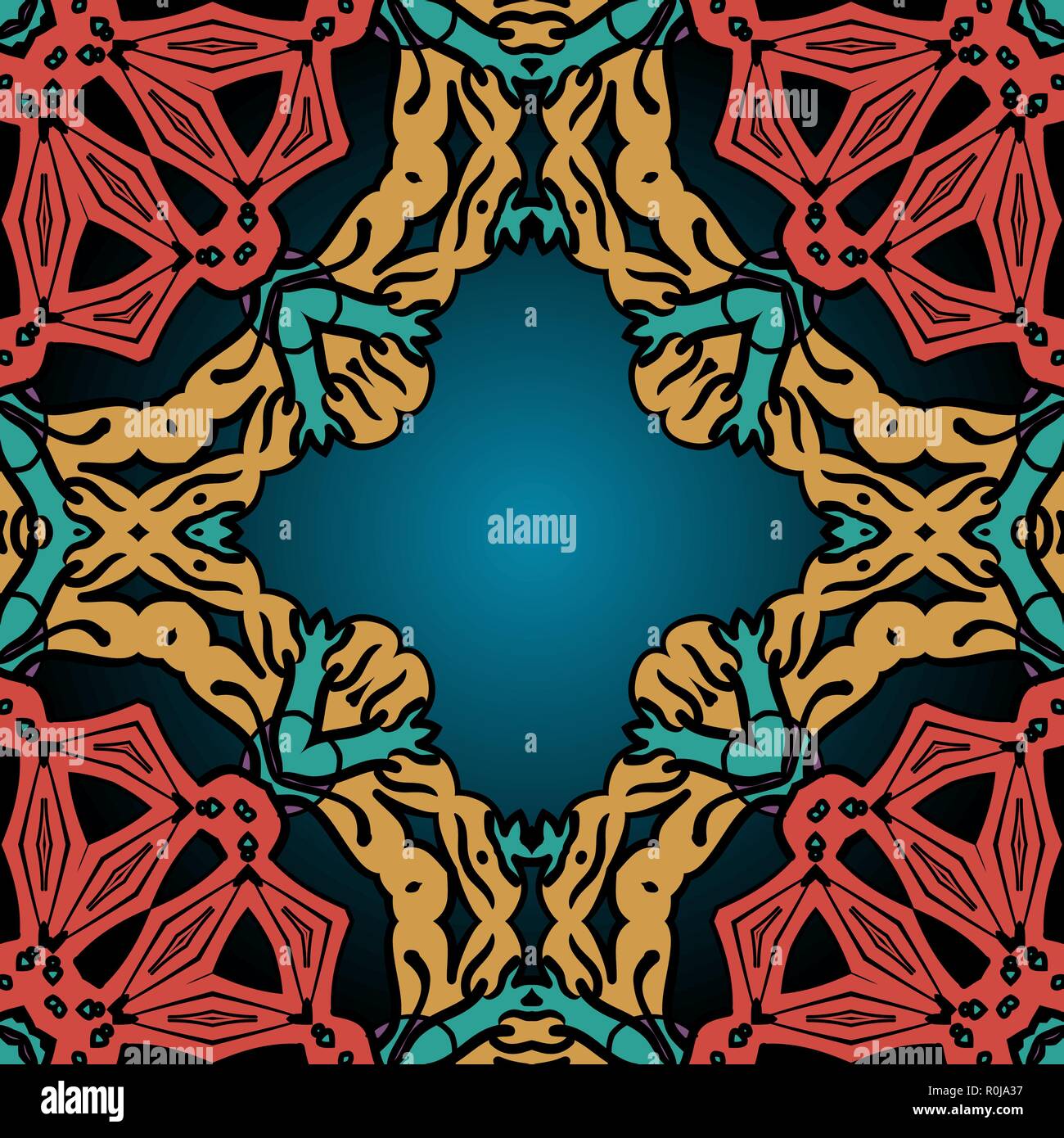 Seamless red, yellow and green pattern. Ornate ornamental tile Stock ...