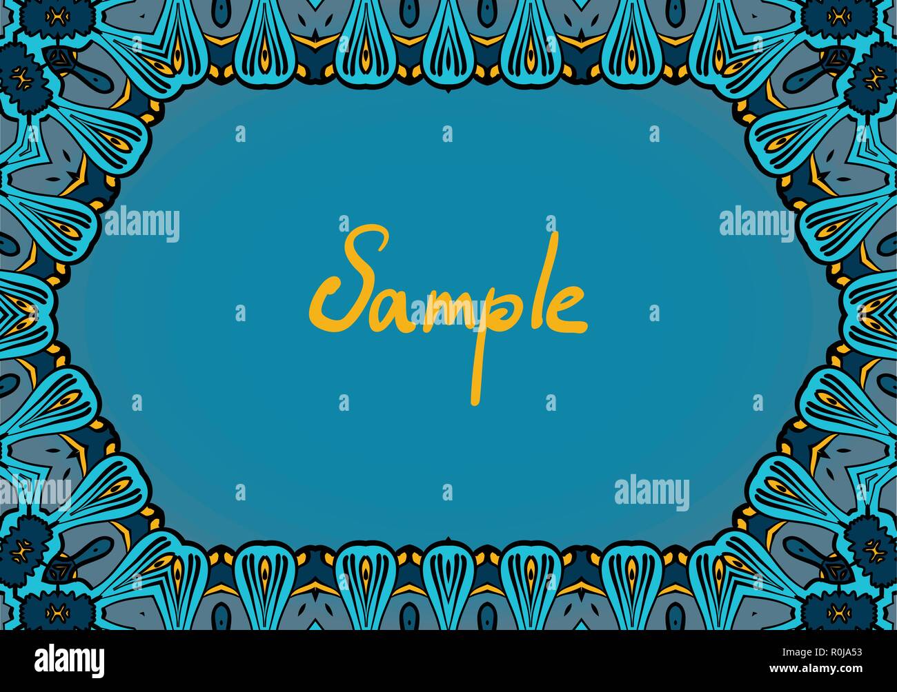 Mandala round frame in blue Stock Vector Images - Alamy