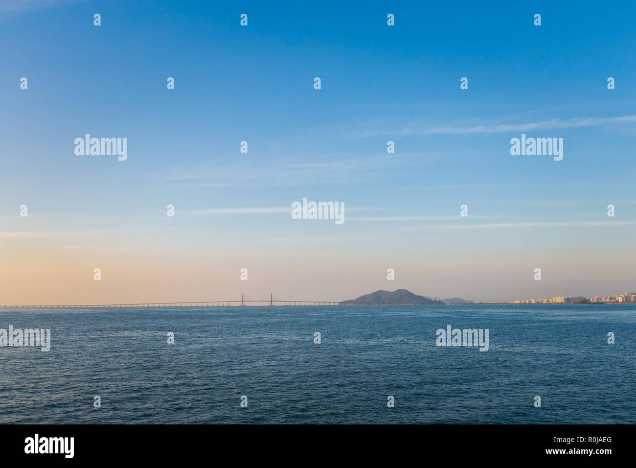 Landscape with Penang bridge connecting land and island on Penang ...