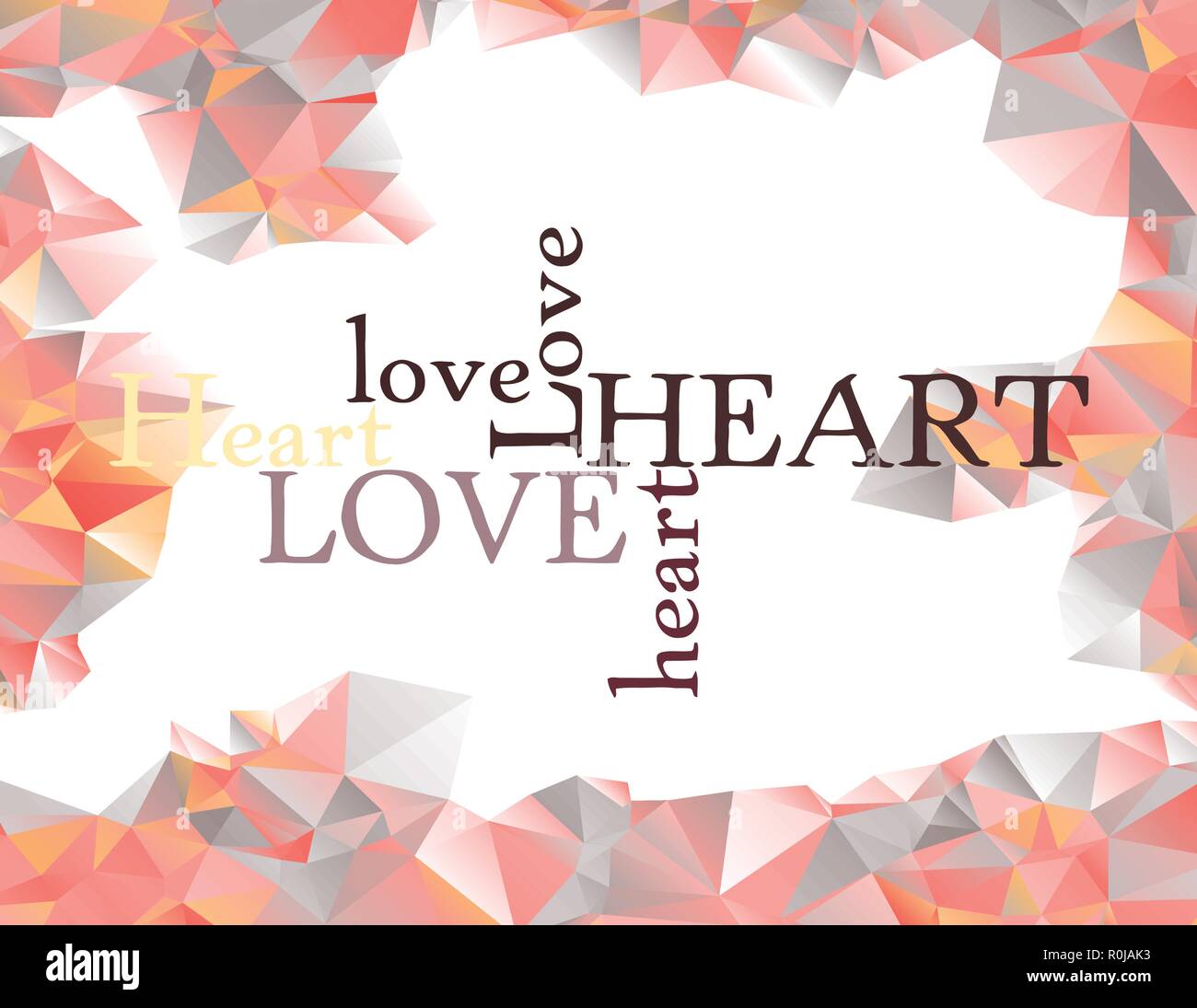 Frame made of triangles with letters Love and Heart combined in the ...