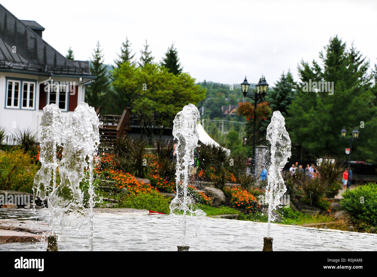 Beautiful Fountain in Mont Blanc Village - Quebec Canada Stock Photo ...