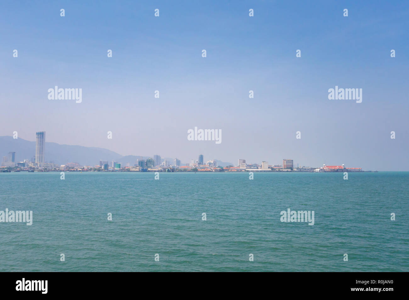 Landscape on Penang island in Malaysia. Beautiful seascape and harbor ...