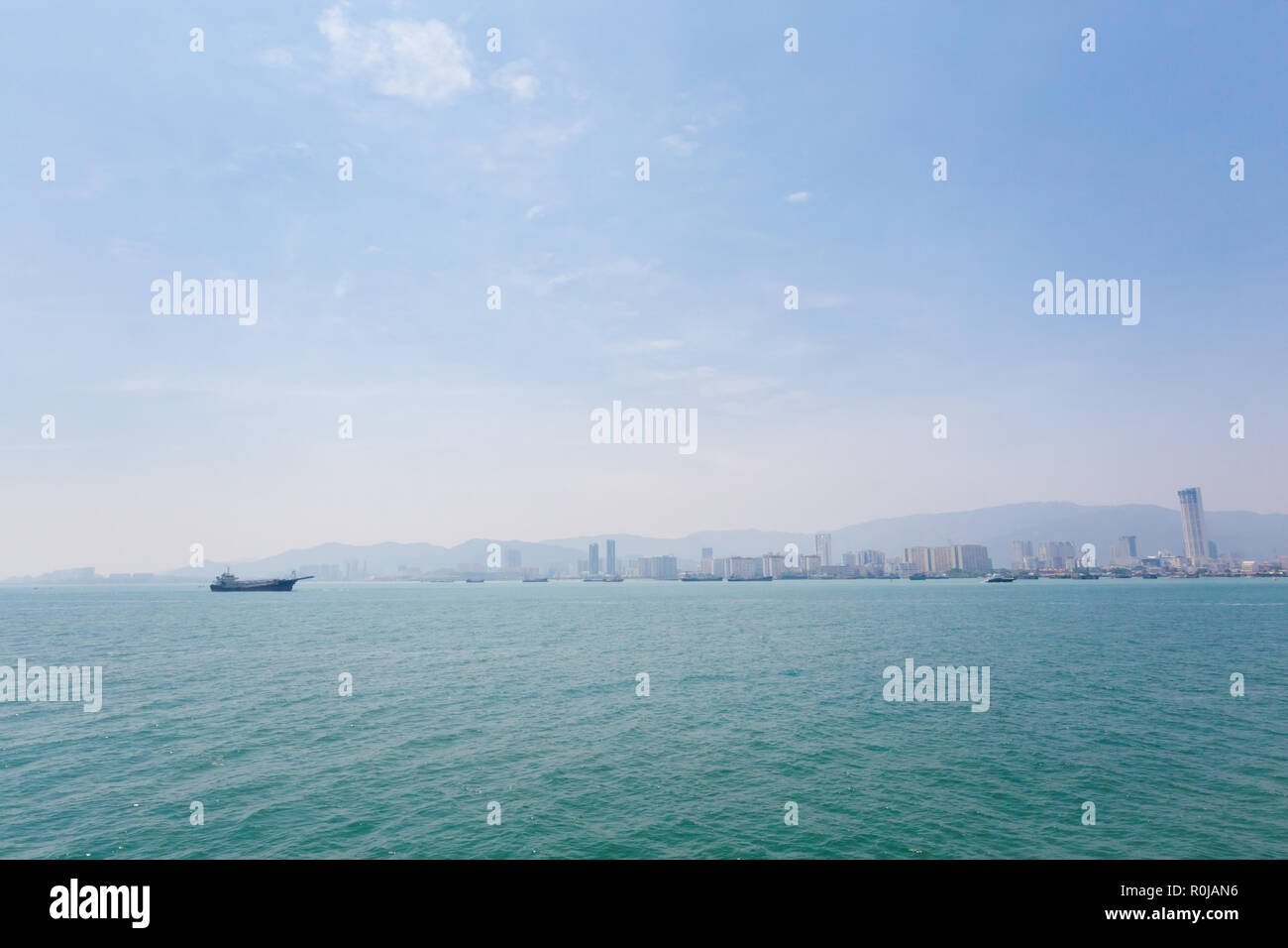 Landscape on Penang island in Malaysia. Beautiful seascape and harbor ...