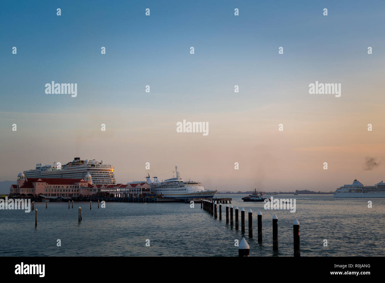 Landscape on Penang island in Malaysia. Beautiful seascape and harbor ...