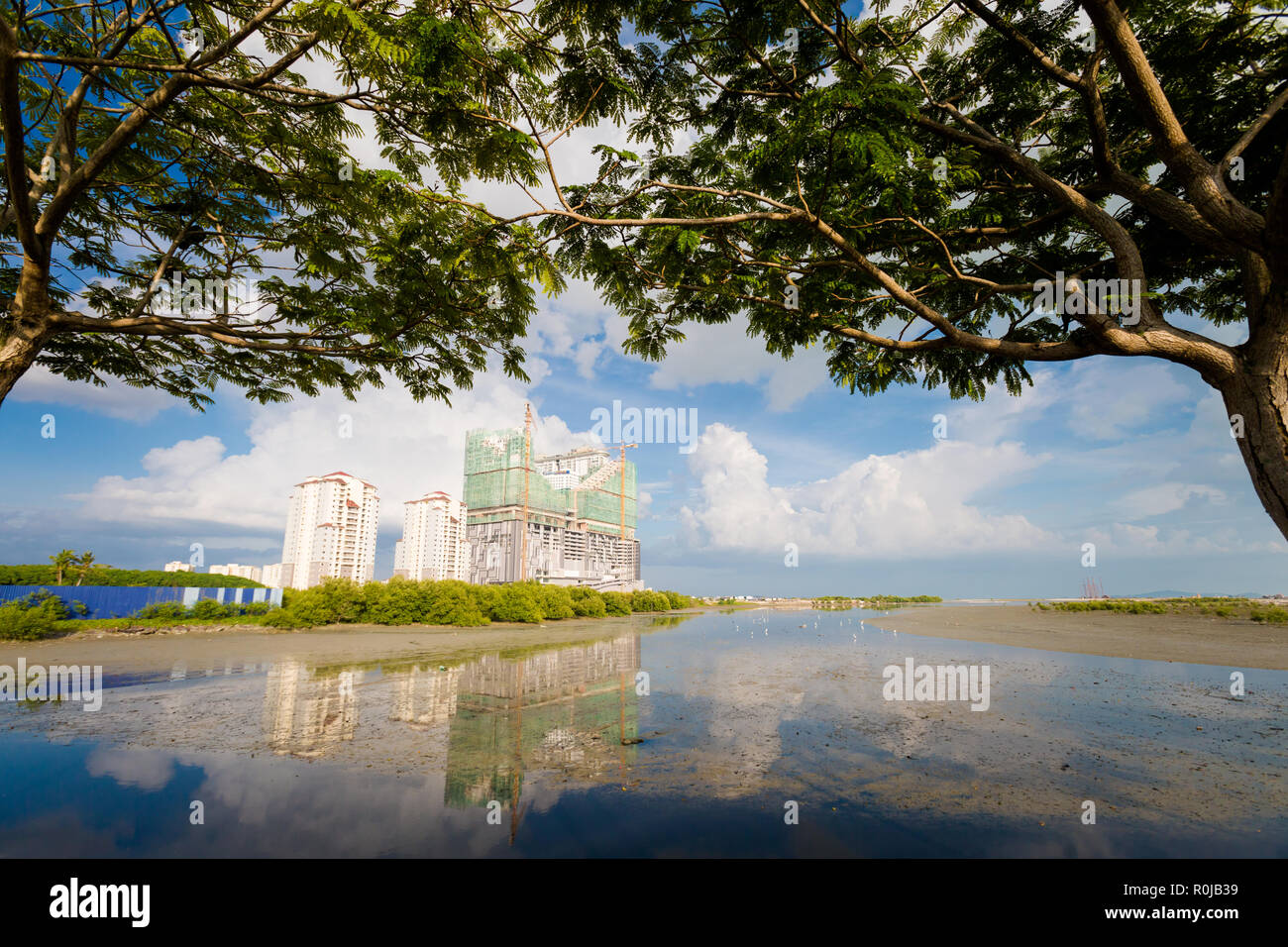 Beautiful new architecture on Pulau Melaka in Malacca city in Malaysia ...