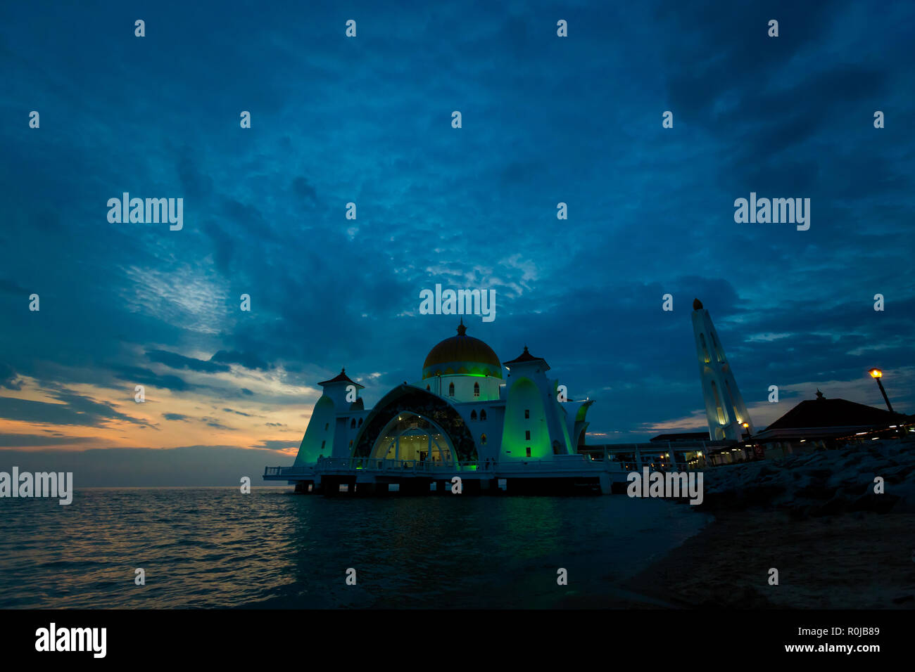 Beautiful architecture of Melaka Straits Mosque in Malacca city in ...