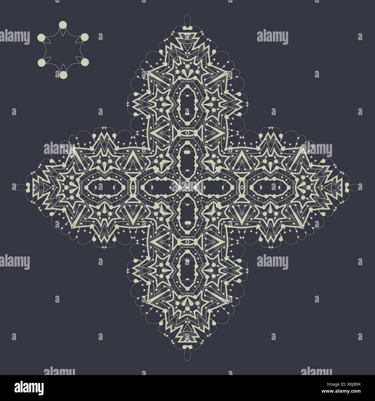 Islamic cross like mandala ornament over gray background. Vintage ...