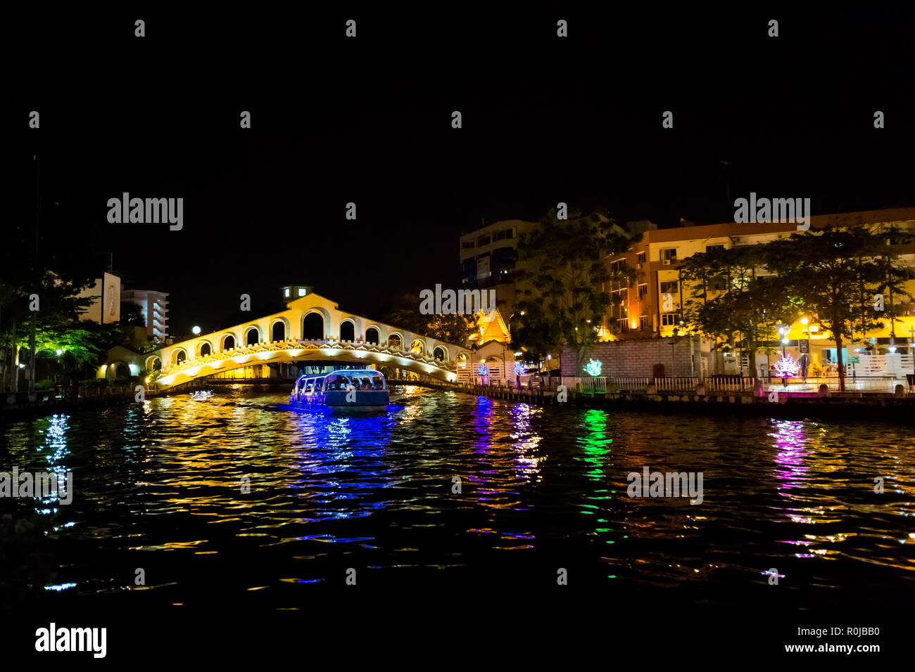 Beautiful colonial architecture on rivers bank of Malacca city in ...
