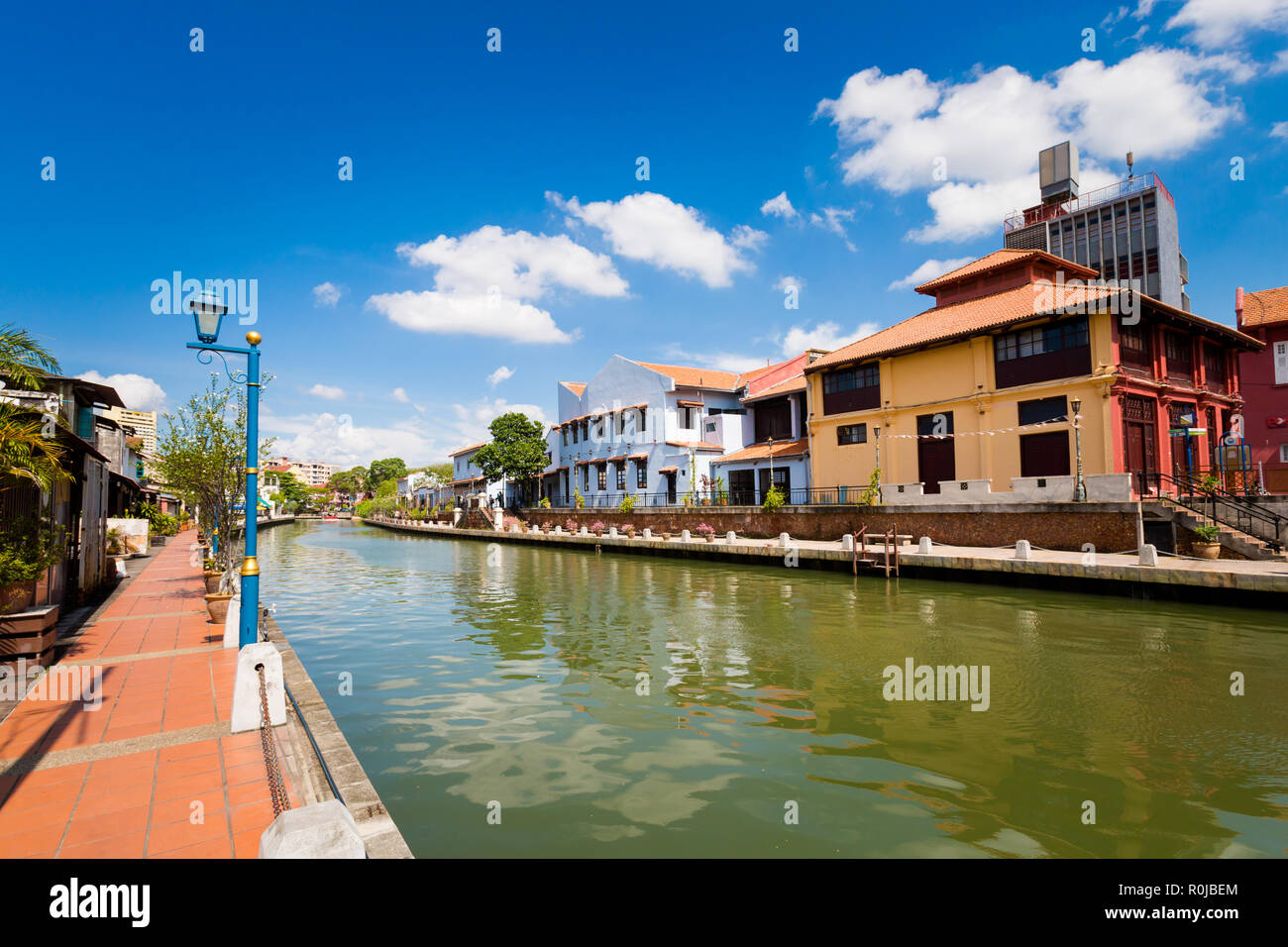 Beautiful colonial architecture and river in Malacca city in Malaysia ...