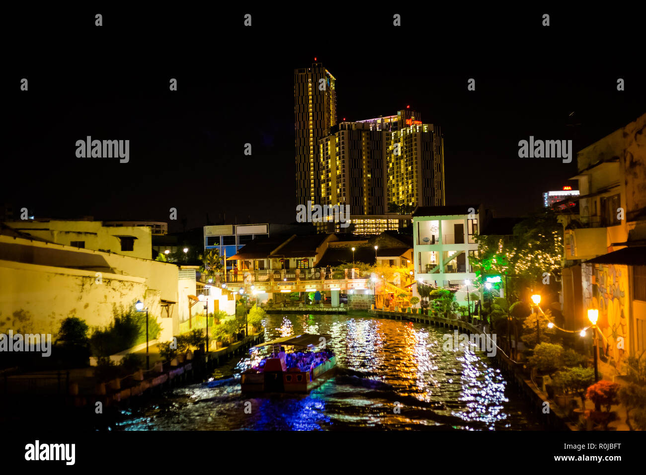 Beautiful colonial architecture on rivers bank of Malacca city in ...