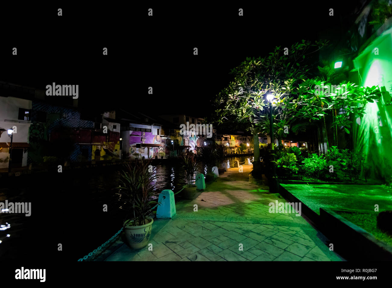 Beautiful colonial architecture on rivers bank of Malacca city in ...