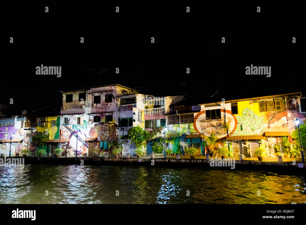 Beautiful colonial architecture on rivers bank of Malacca city in ...