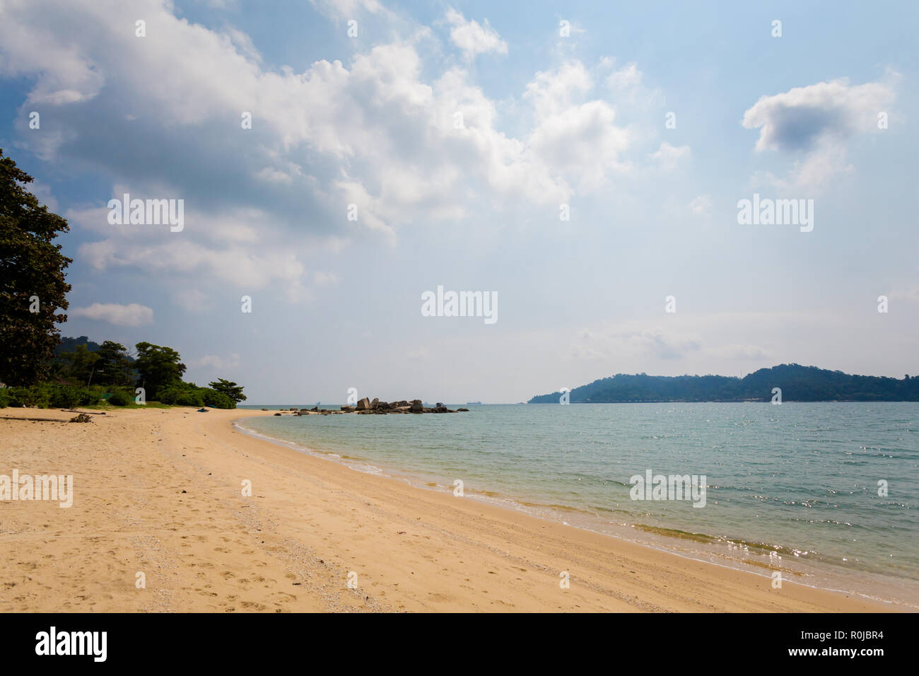 Pasir Bogak beach on Pangkor island in Malaysia. Beautiful seascape and ...