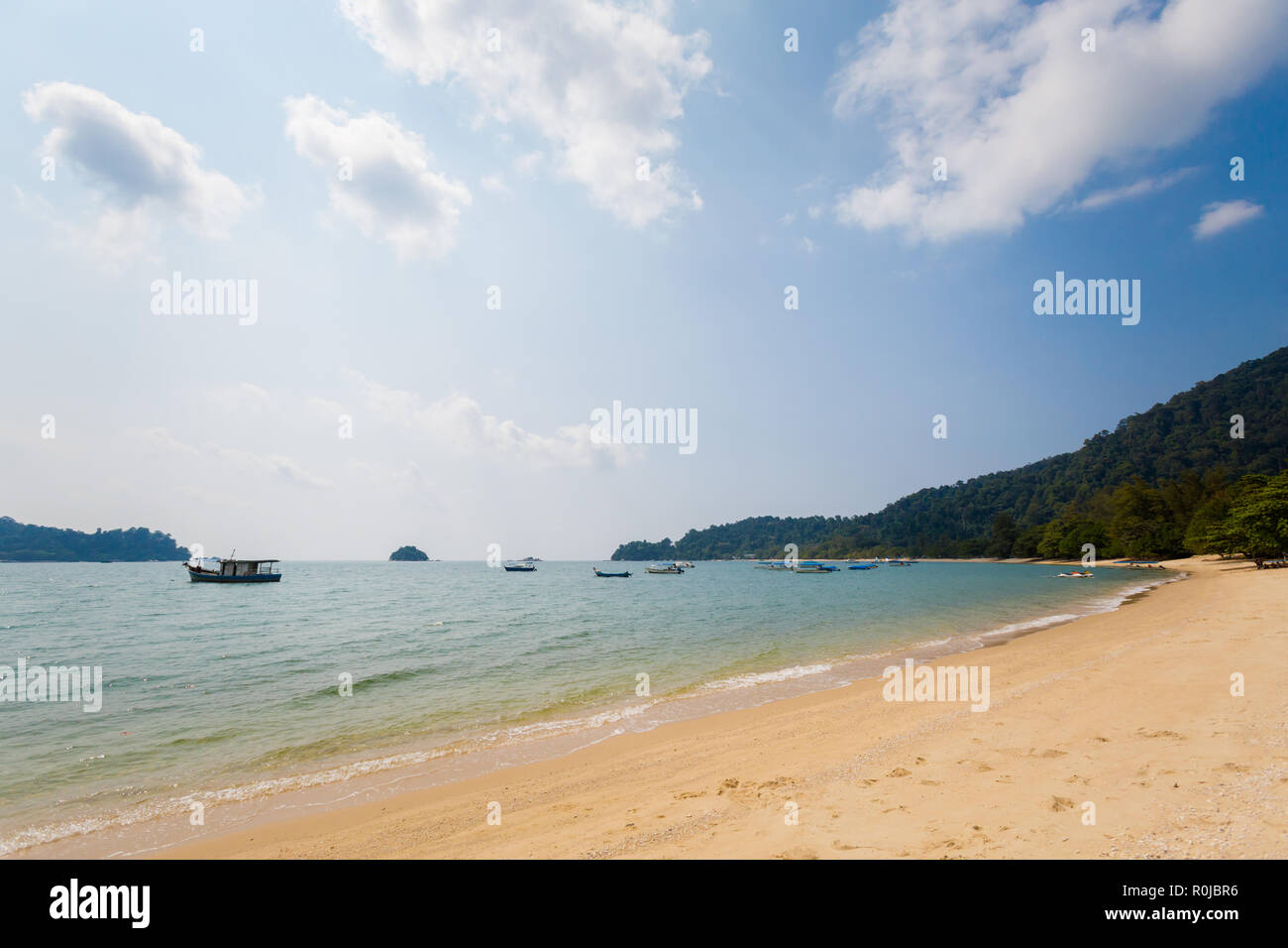 Pasir Bogak beach on Pangkor island in Malaysia. Beautiful seascape and ...