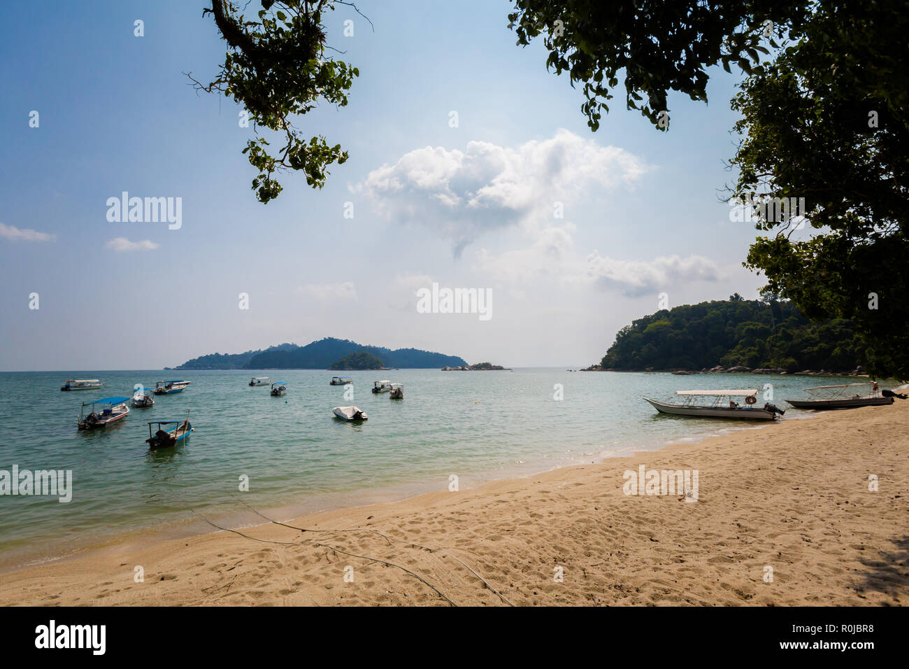 Pasir Bogak beach on Pangkor island in Malaysia. Beautiful seascape and ...