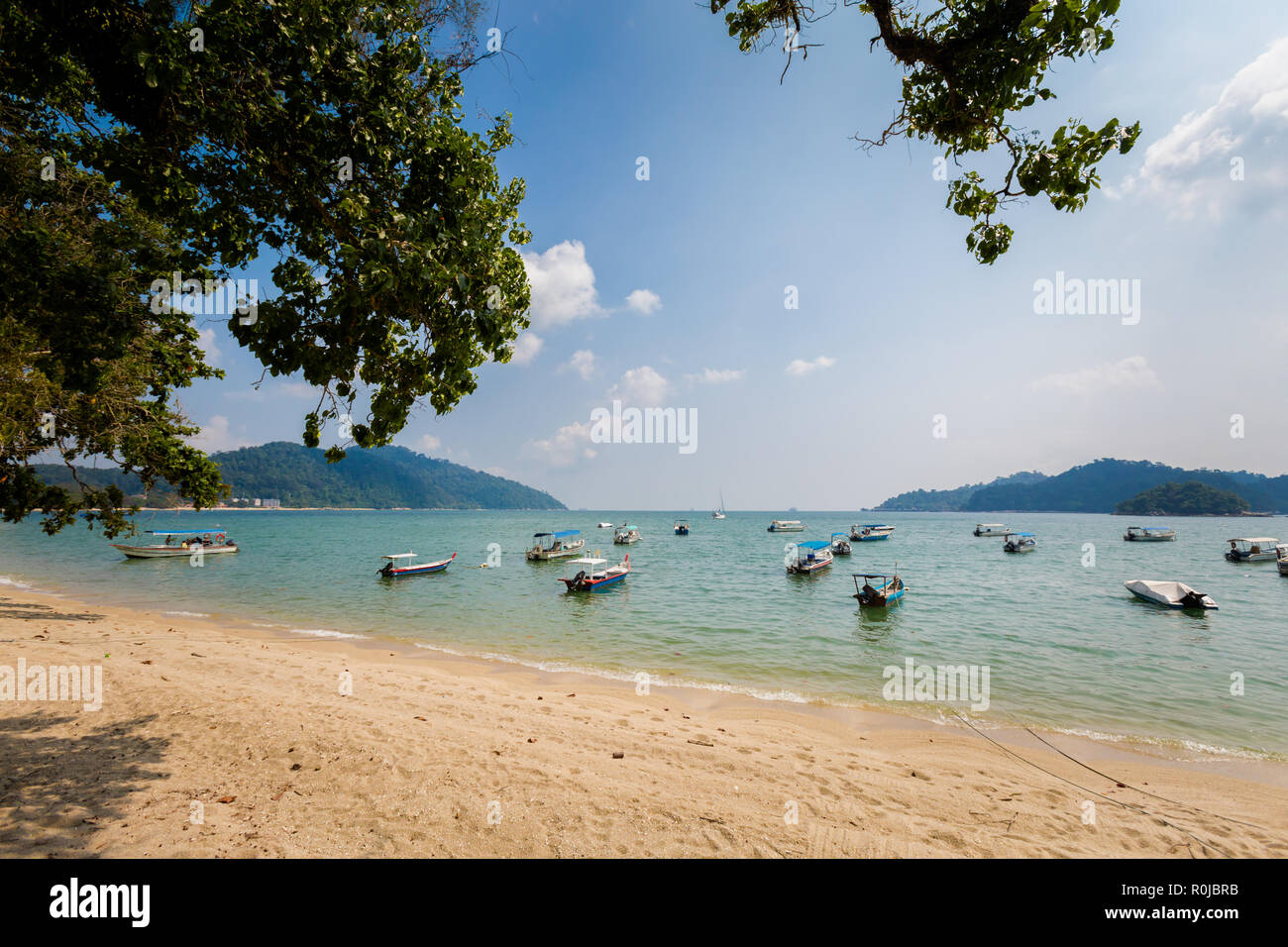 Pasir Bogak beach on Pangkor island in Malaysia. Beautiful seascape and ...