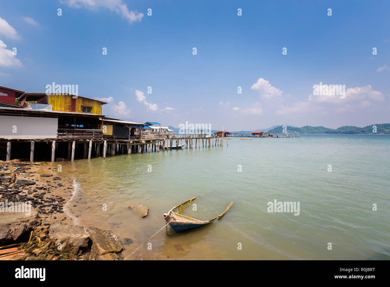 Pinang Kecil fishing village on Pangkor island in Malaysia. Beautiful ...