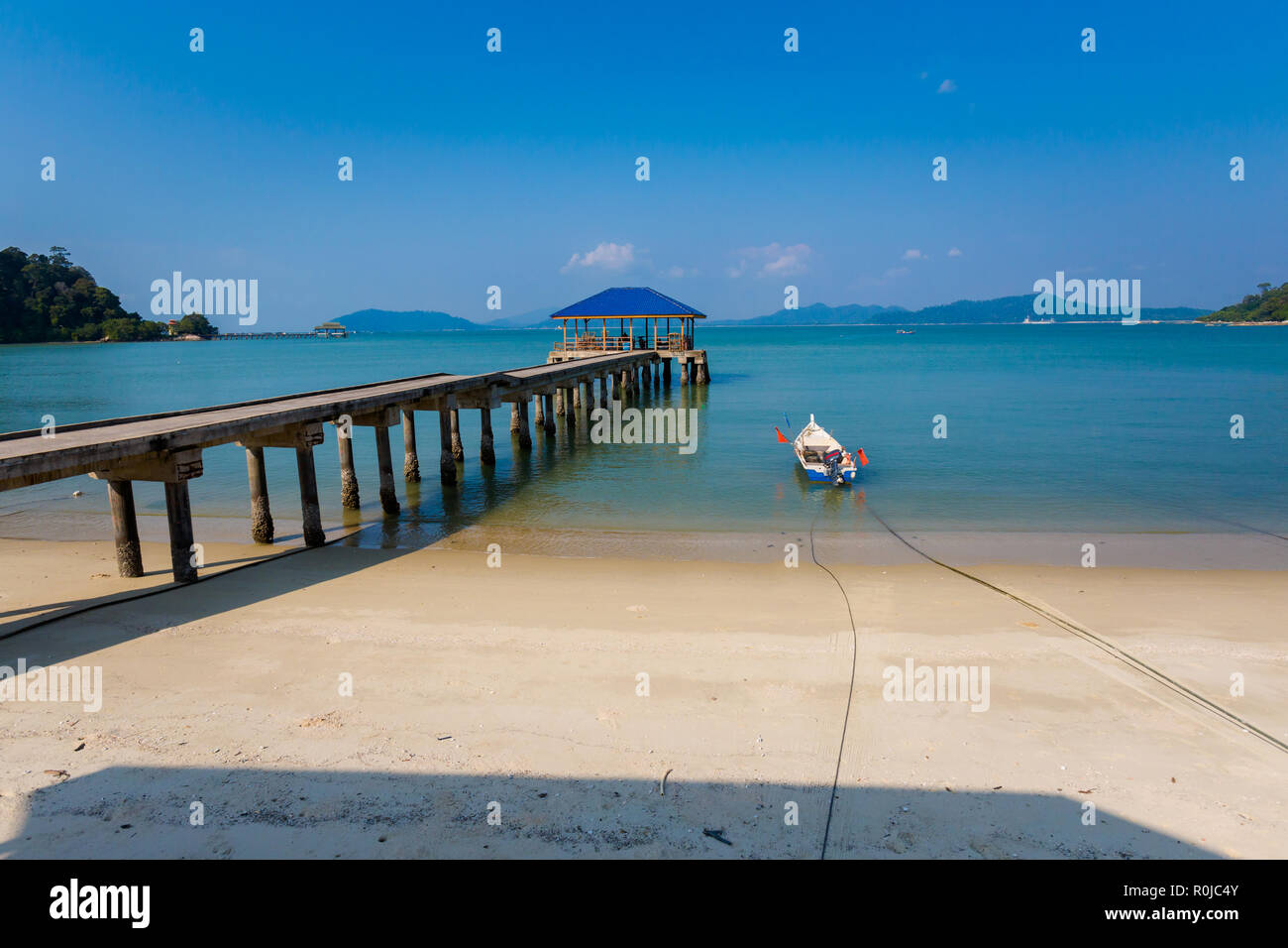 Teluk Dalam beach on Pangkor island in Malaysia. Beautiful seascape and ...