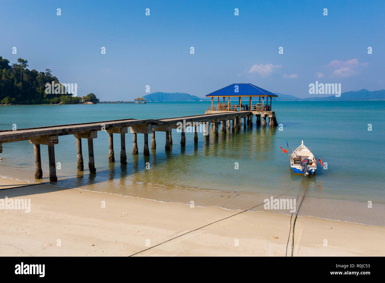 Teluk Dalam beach on Pangkor island in Malaysia. Beautiful seascape and ...