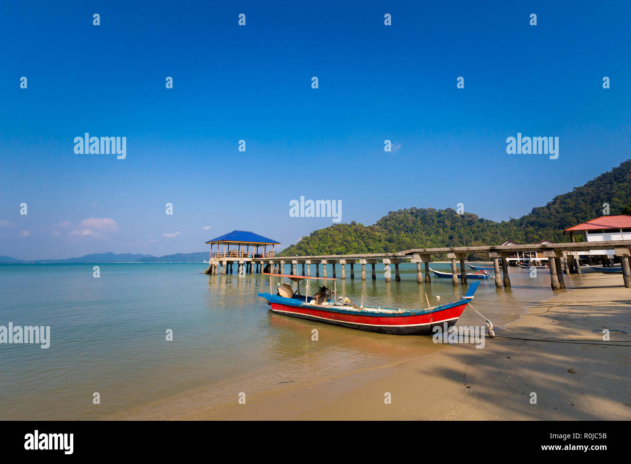 Teluk Dalam beach on Pangkor island in Malaysia. Beautiful seascape and ...