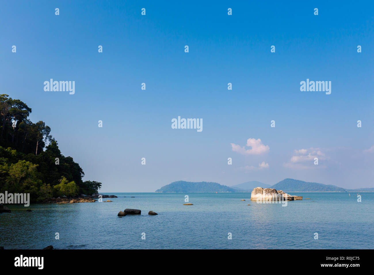 Teluk Dalam beach on Pangkor island in Malaysia. Beautiful seascape and ...