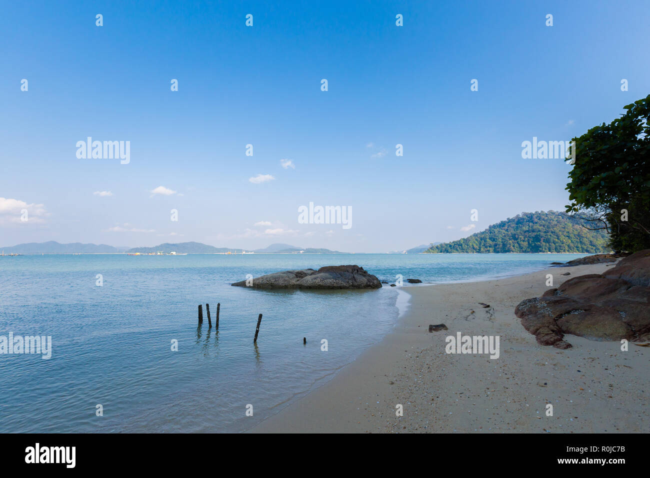 Teluk Dalam beach on Pangkor island in Malaysia. Beautiful seascape and ...
