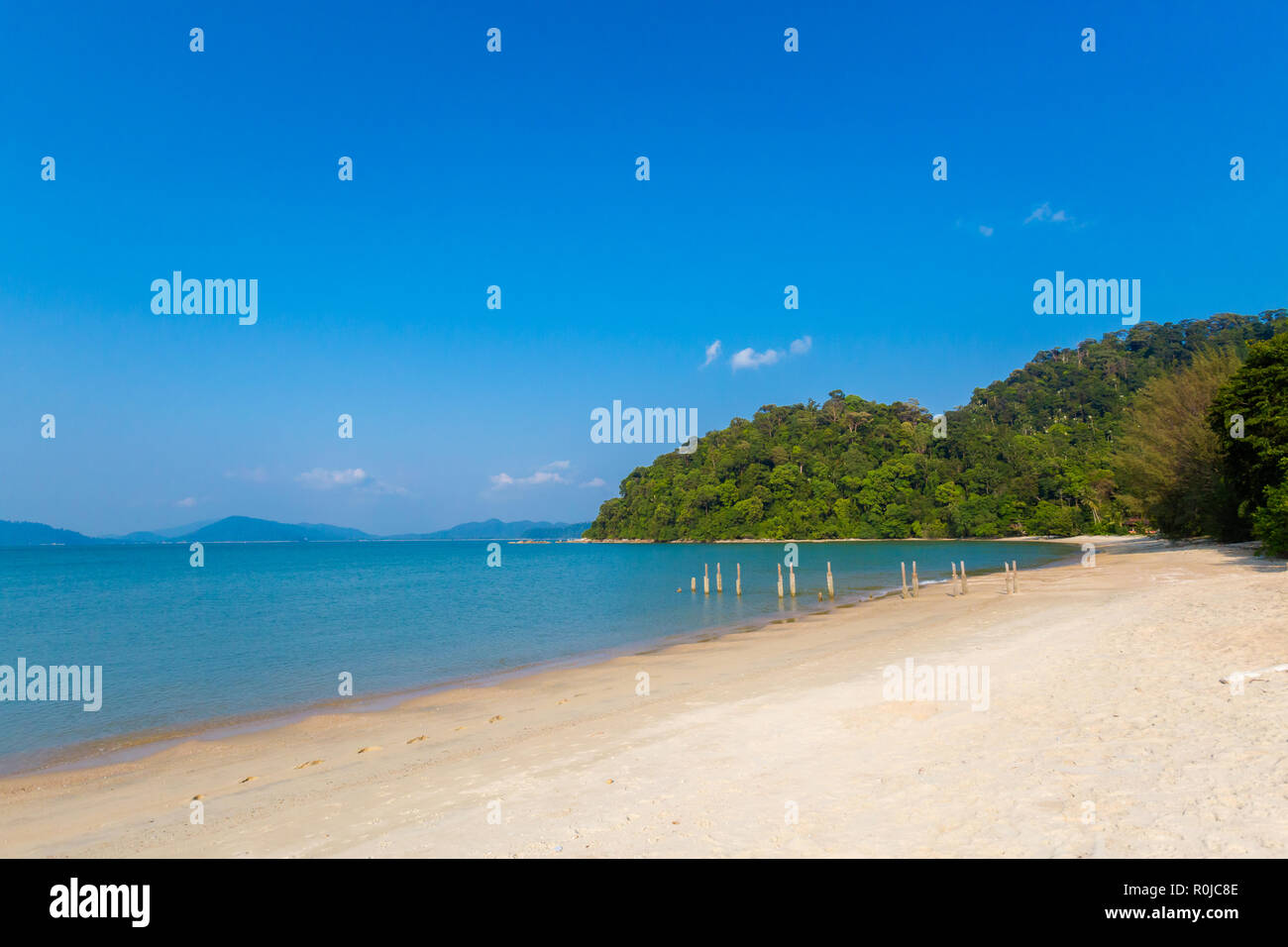 Teluk Dalam beach on Pangkor island in Malaysia. Beautiful seascape and ...