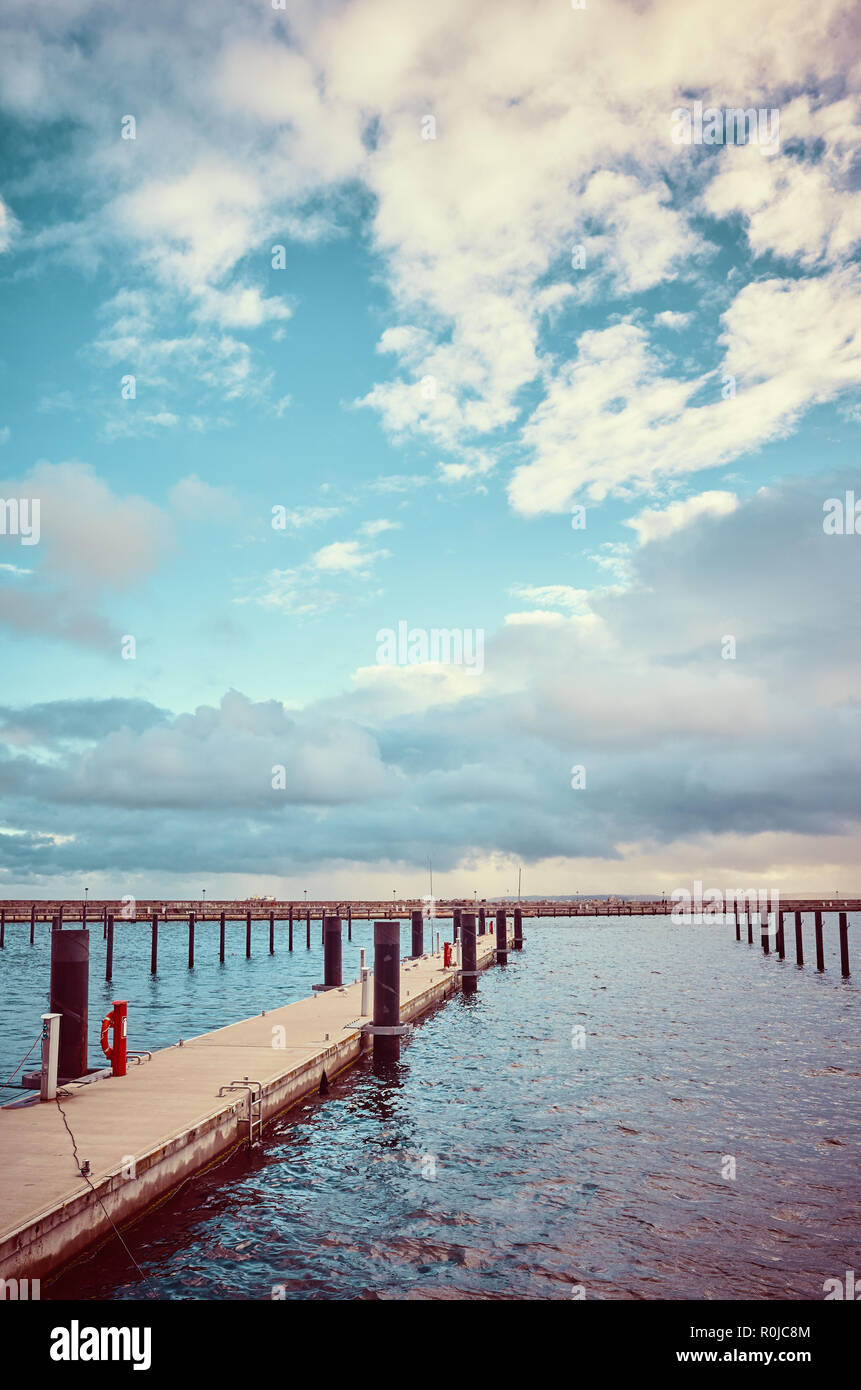 Color toned picture of an empty marina, travel concept Stock Photo - Alamy