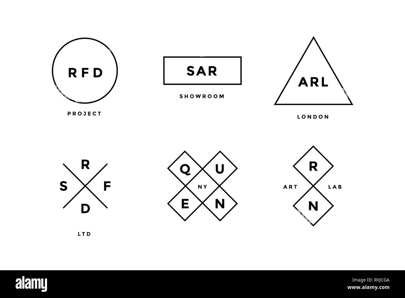 Line logo set. Set of simle line logo in modern minimal style Stock ...