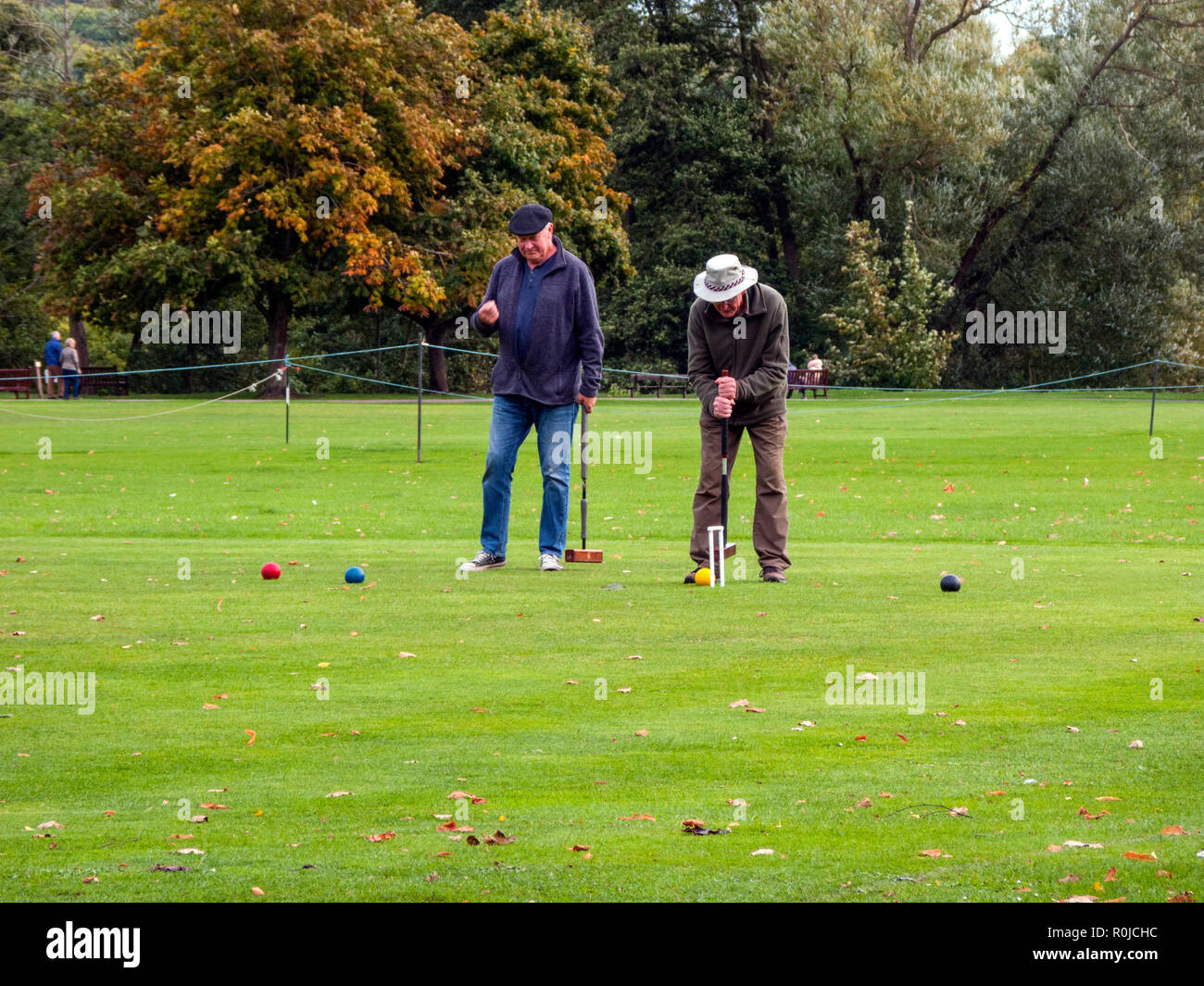 Playing Croquet, Bakewell Recreation Ground, Bakewell, Derbyshire Stock ...