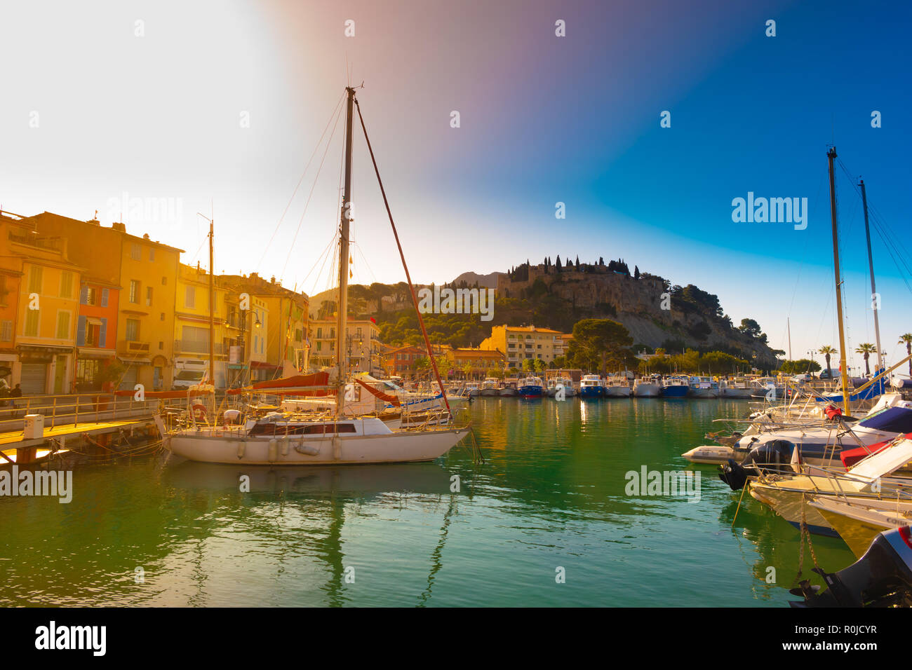 View Of Cap Canaille And Boats In The Port During Sunny Day-Cassis ...