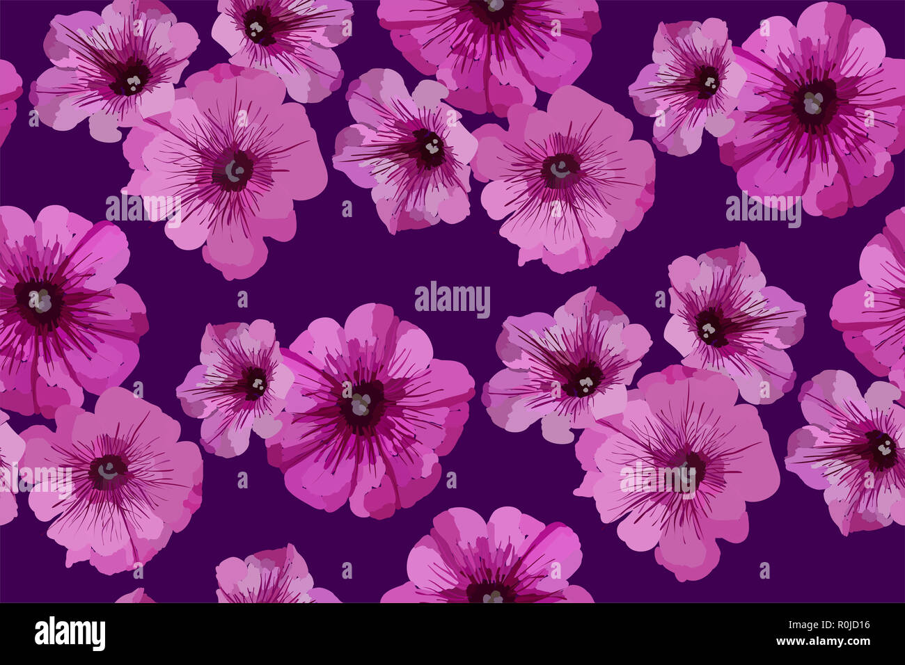 Floral seamless background pattern with different flowers and leaves ...